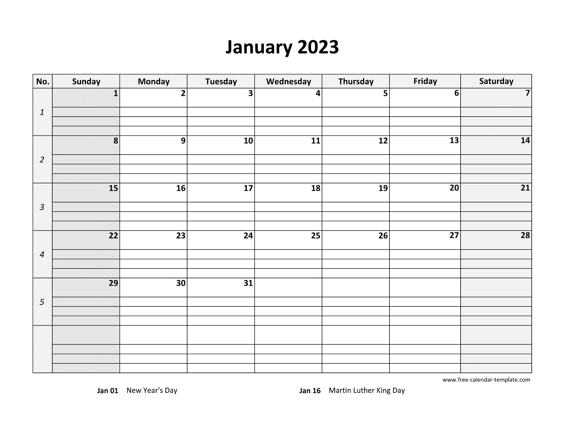 2023 Free 12 Month Printable Monthly Calendar - 2025 Calendar Printable