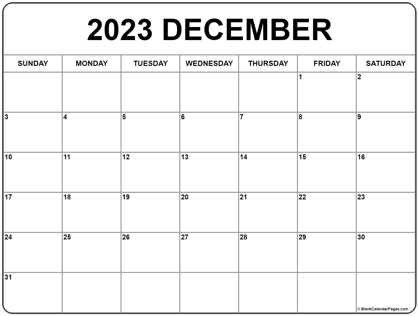 December 2023 Calendar Printable - 2025 Calendar Printable