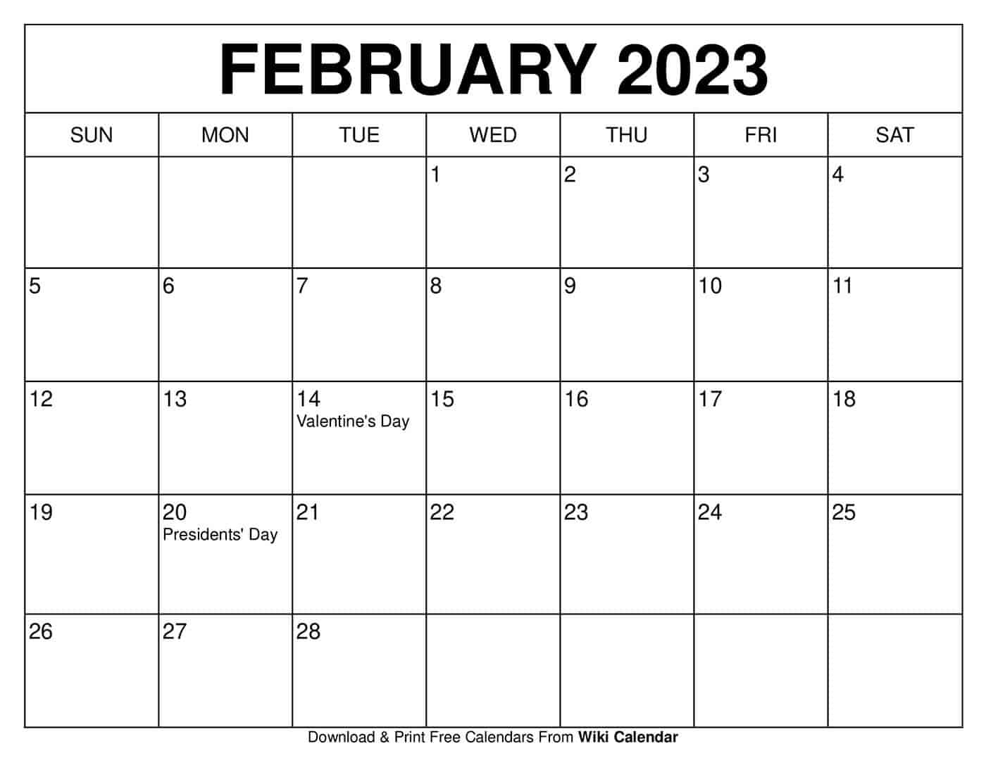Feb 2023 Printable Calendar - 2025 Calendar Printable