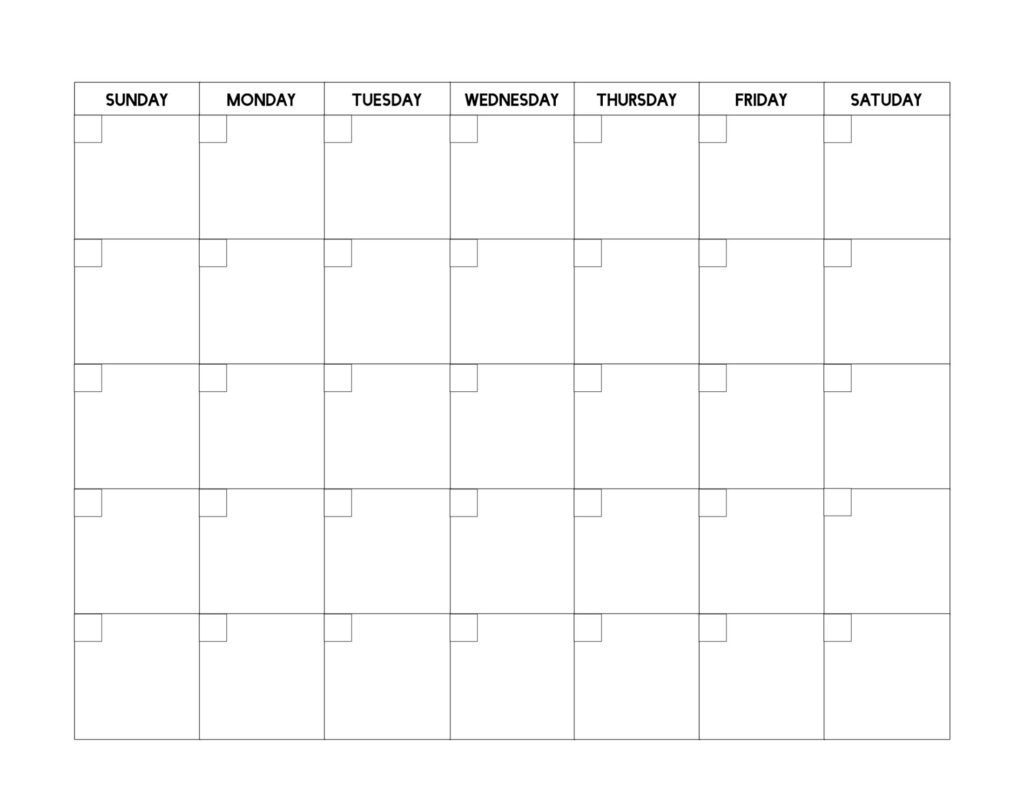 Printable Blank Calendar With Dates - 2025 Calendar Printable
