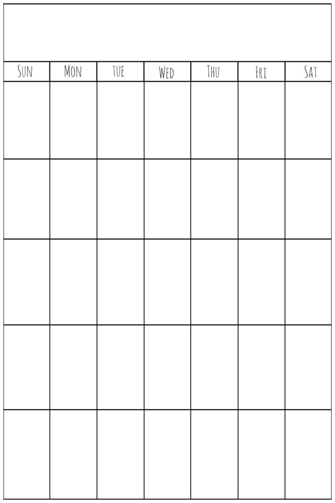 Calendar Template Vertical Megan May