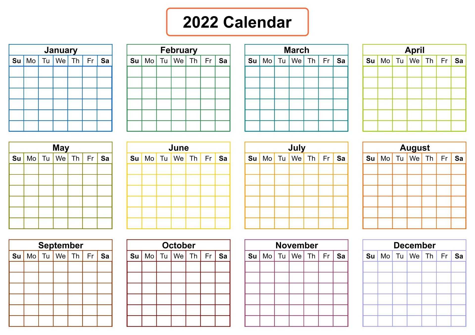12 Month Calendar Blank Printable 2024 Calendar Printable